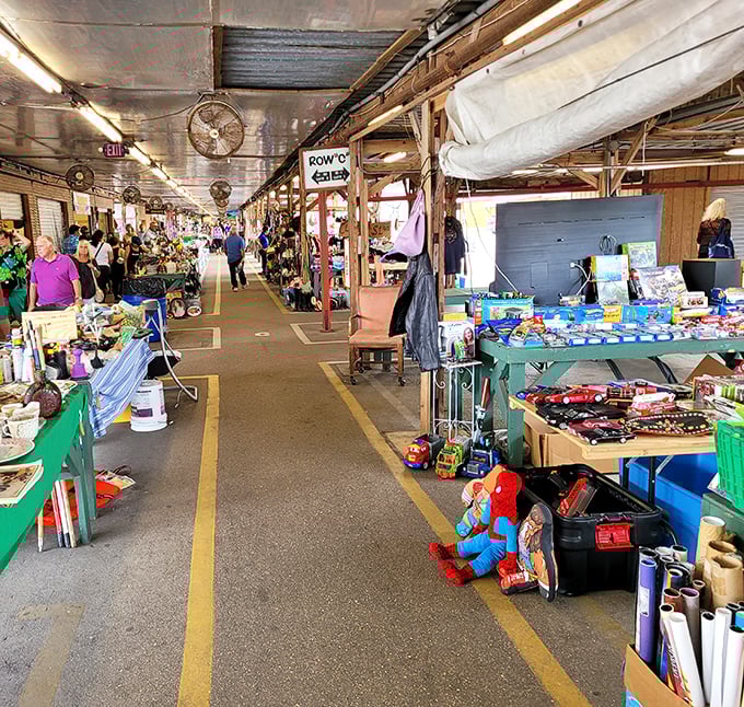 Wide, covered walkways protect shoppers from the elements while they browse endless rows of merchandise in this Southwest Florida institution.