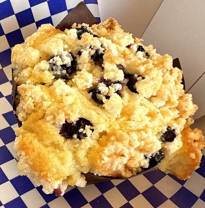 That blueberry muffin with its generous crumb topping makes you wonder why anyone settles for the sad gas station version.