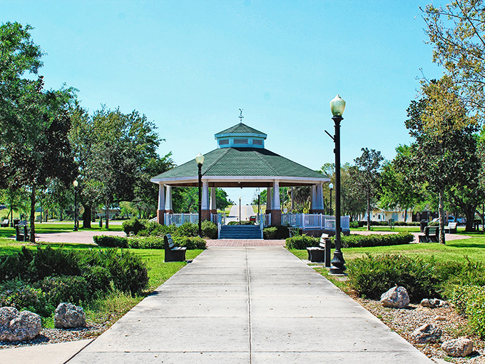 Devane Park's picturesque gazebo offers a tranquil retreat where visitors can enjoy waterfront views and small-town serenity.