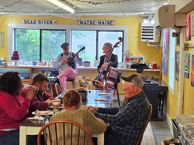 Live music transforms an ordinary meal into a memory as locals and visitors alike bond over good food and gentle melodies in this community gathering spot.