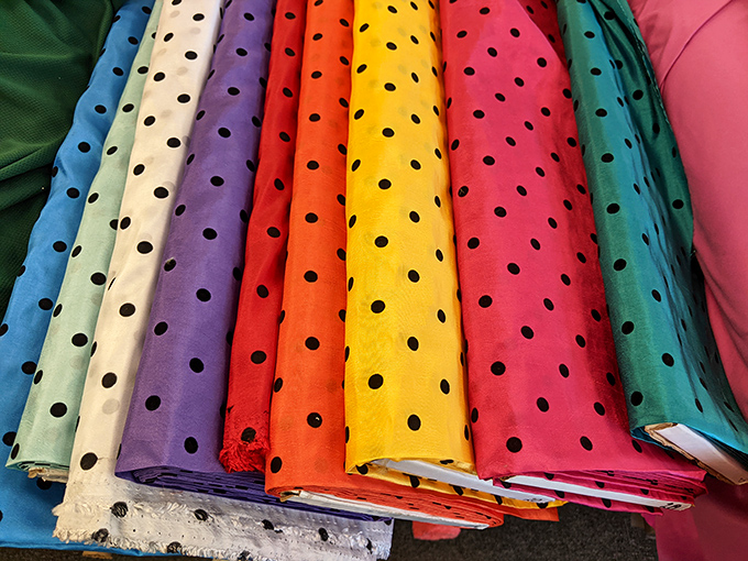 The polka dot paradise &ndash; a cheerful lineup of spotted fabrics in every imaginable color that would make Minnie Mouse herself stop and stare.