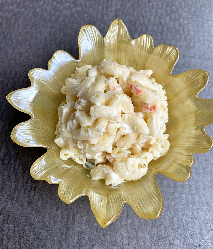 The macaroni salad isn't just a side &ndash; it's a Hawaiian institution, creamy and slightly sweet with just enough tang to cut through richer dishes.