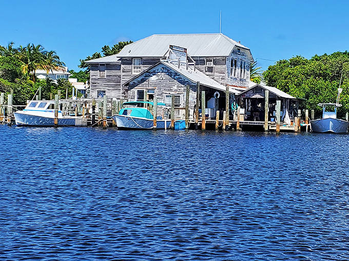 Whidden's Marina stands as a weathered testament to old Florida, its wooden structure telling tales of fishermen and adventures on the water.