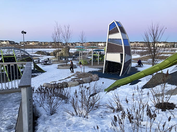 Winter blankets the entire park in white, creating a scene so picturesque you'll wonder if someone hired a professional set designer.