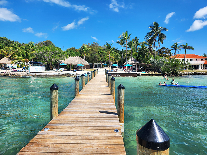 The wooden pier stretches toward the horizon, inviting barefoot walks and quiet contemplation of where water meets sky.