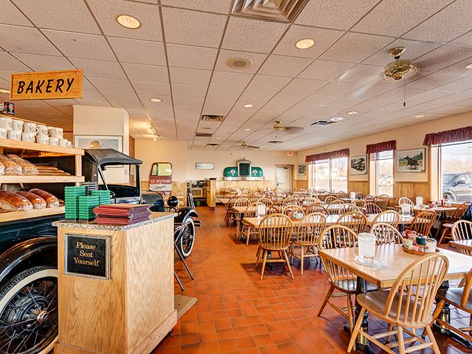 The dining area's warm wood tones and Windsor chairs create that "everyone's welcome" vibe that keeps locals coming back for decades.