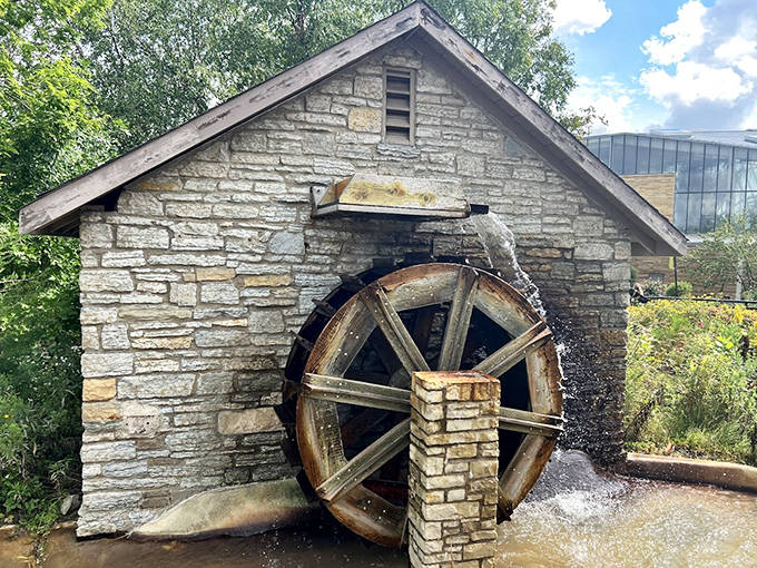 The historic water wheel turns steadily, a reminder that some of life's most beautiful mechanisms remain wonderfully, refreshingly analog.