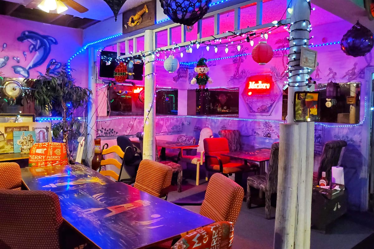 A cozy well lit part of the restaurant