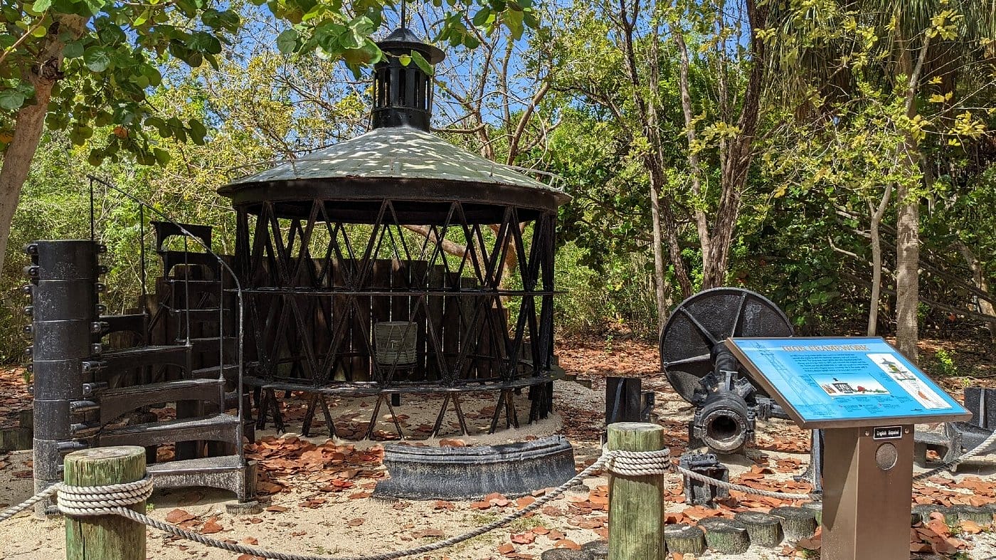 a display of the previous parts of the lighthouse that were replaced