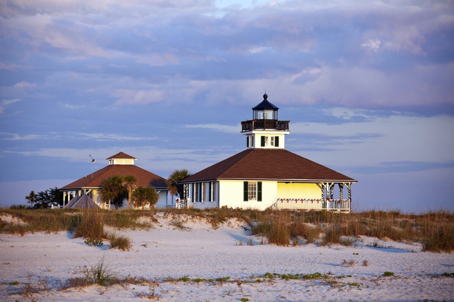 A picturesque image of port Boca Grande lighthouse at dusk
