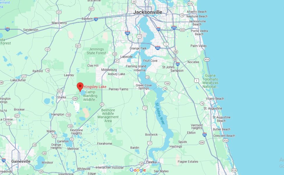 a screenshot from google maps showing where the lake is located