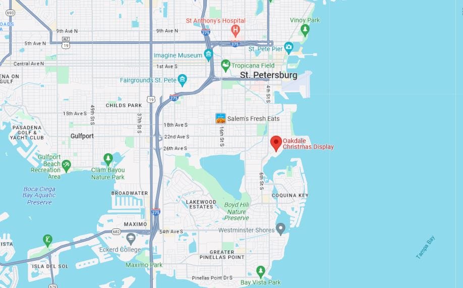 A screenshot of the Oakdale Christmas House location