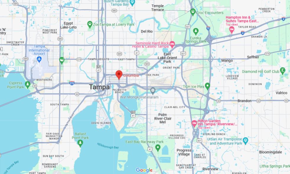 A screenshot of the restaurants location from Google Maps