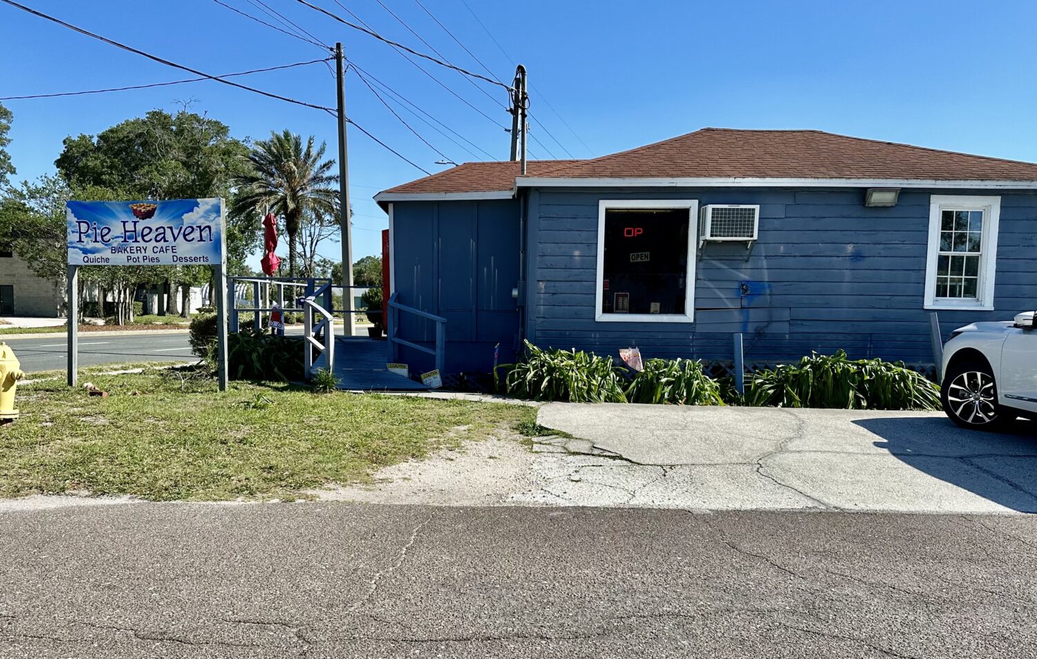 a side picture of pie haven taken from accross the street