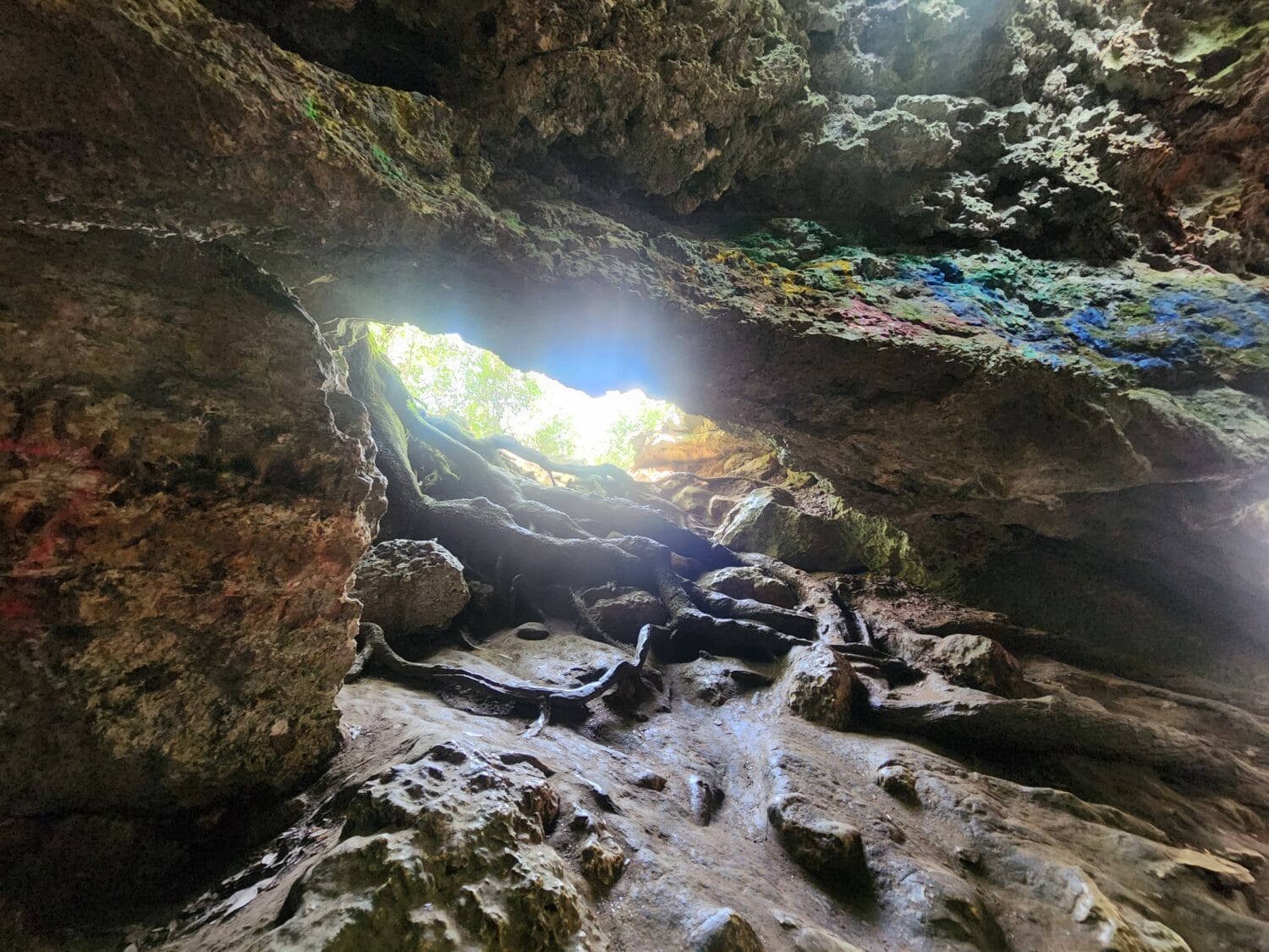 A steep way inside the cave.