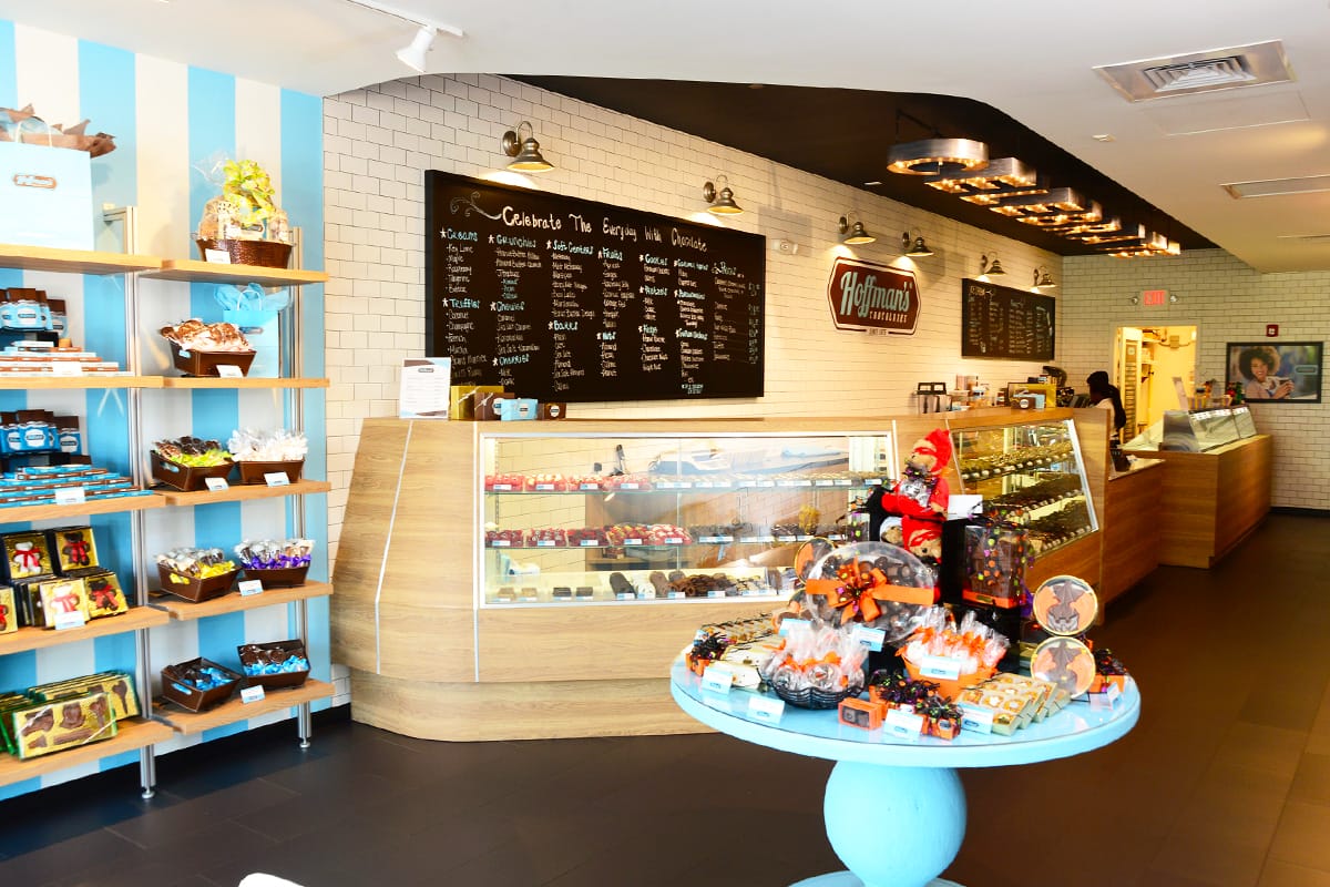 A wide array of chocolate displays inside Hoffman's Chocolates