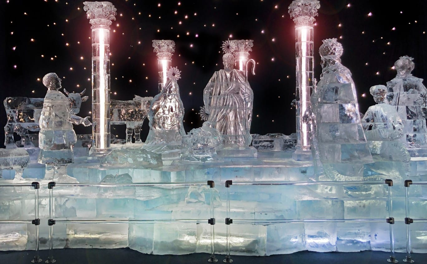 an ice sculptor of the nativity scene