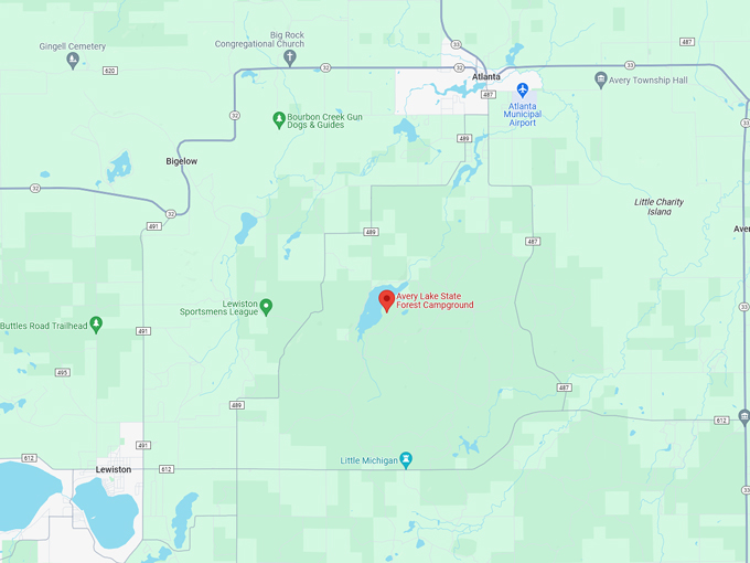 avery lake state forest campground 10 map