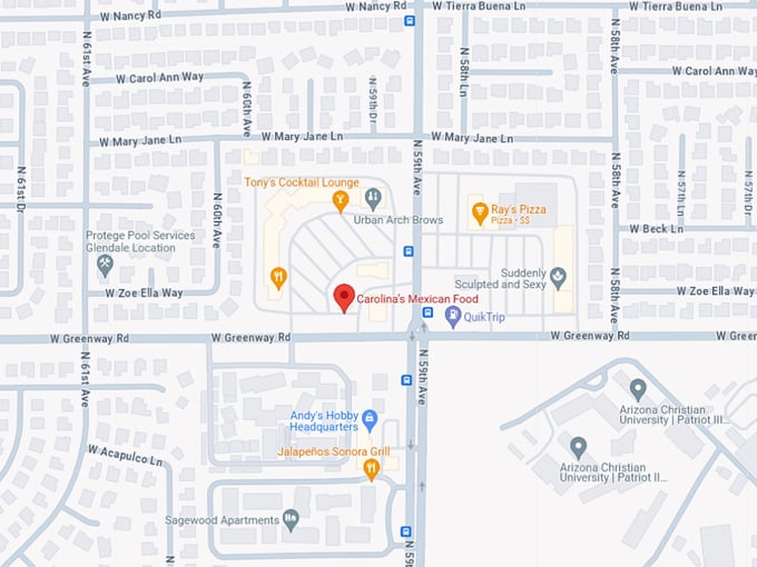 Carolina's Mexican Food 10 Map