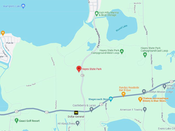 hayes state park map