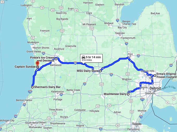 ice cream trail michigan 10 map