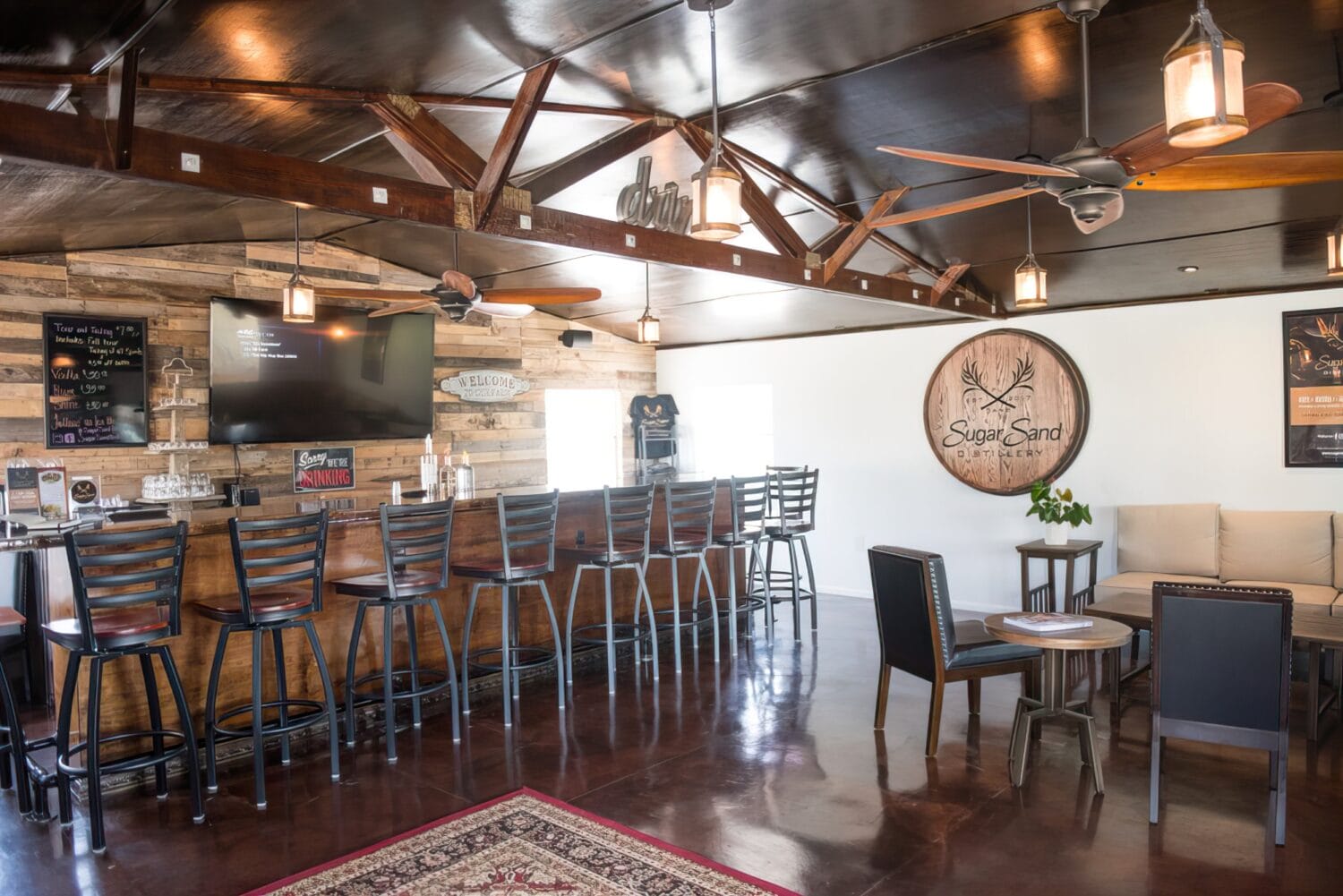 Interior of sugar sand distillerys tasting room