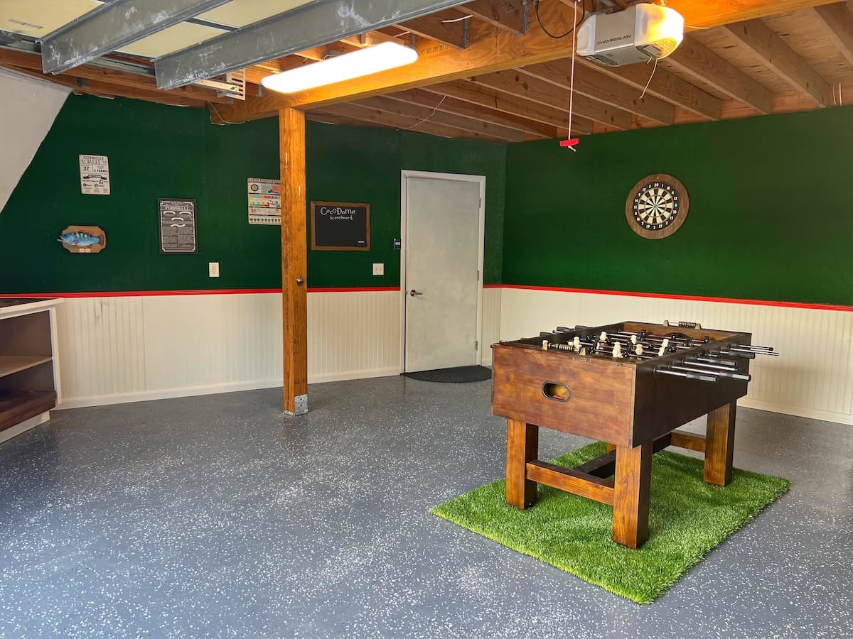 One of the garage rooms converted to a play room