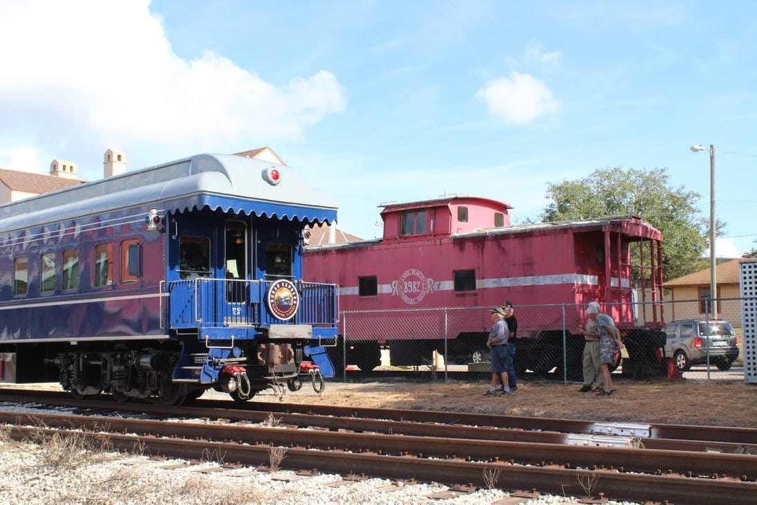 picture of the trains staioned at the tracks