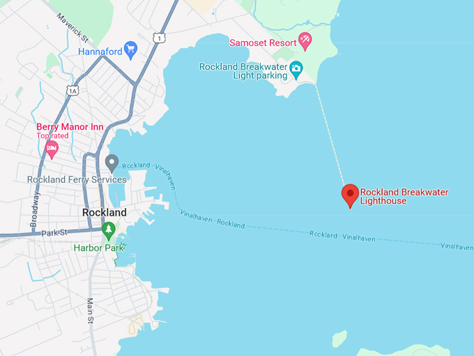 rockland breakwater lighthouse map