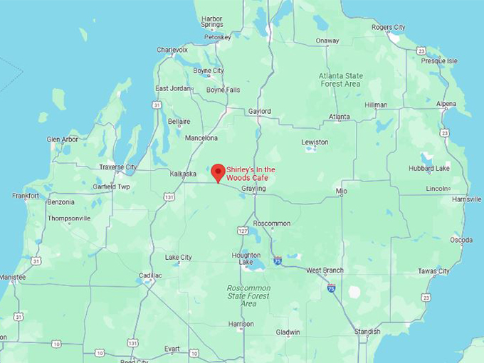 shirley's in the woods cafe 10 map