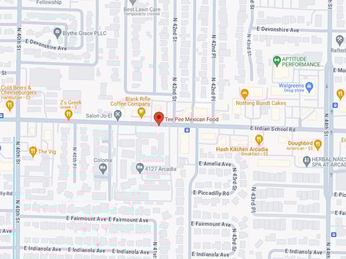 Tee Pee Mexican Food 10 Map