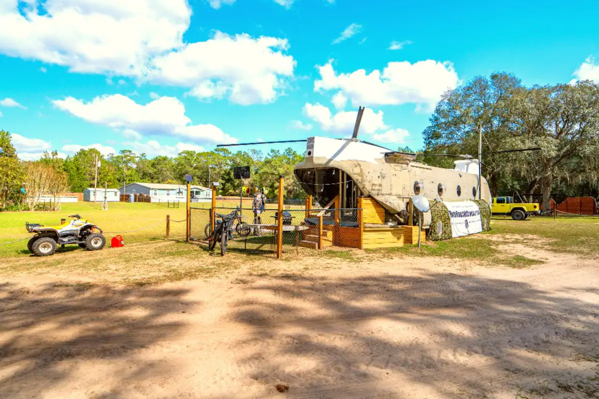 the chinook with various rental rides like an atv and a motorcycle