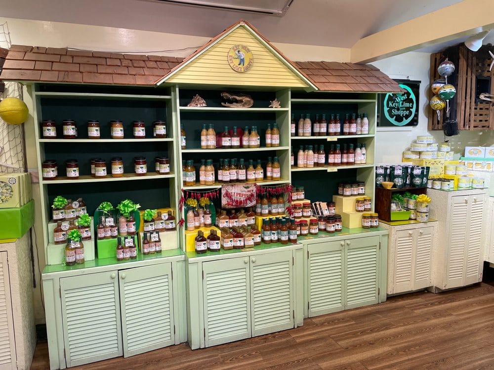 The inside of the shop with various products on display