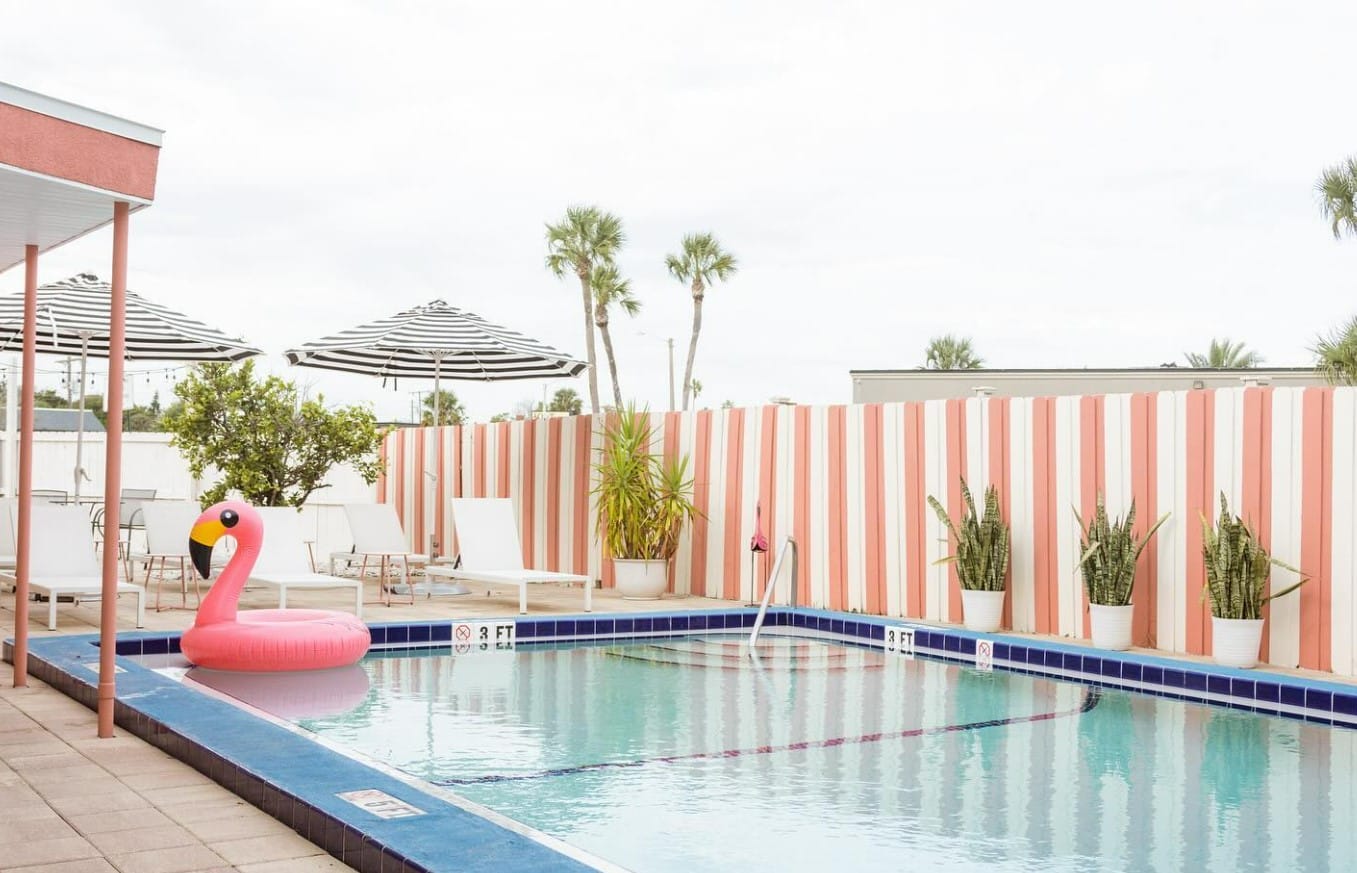 the stylish poolside area of the hotel