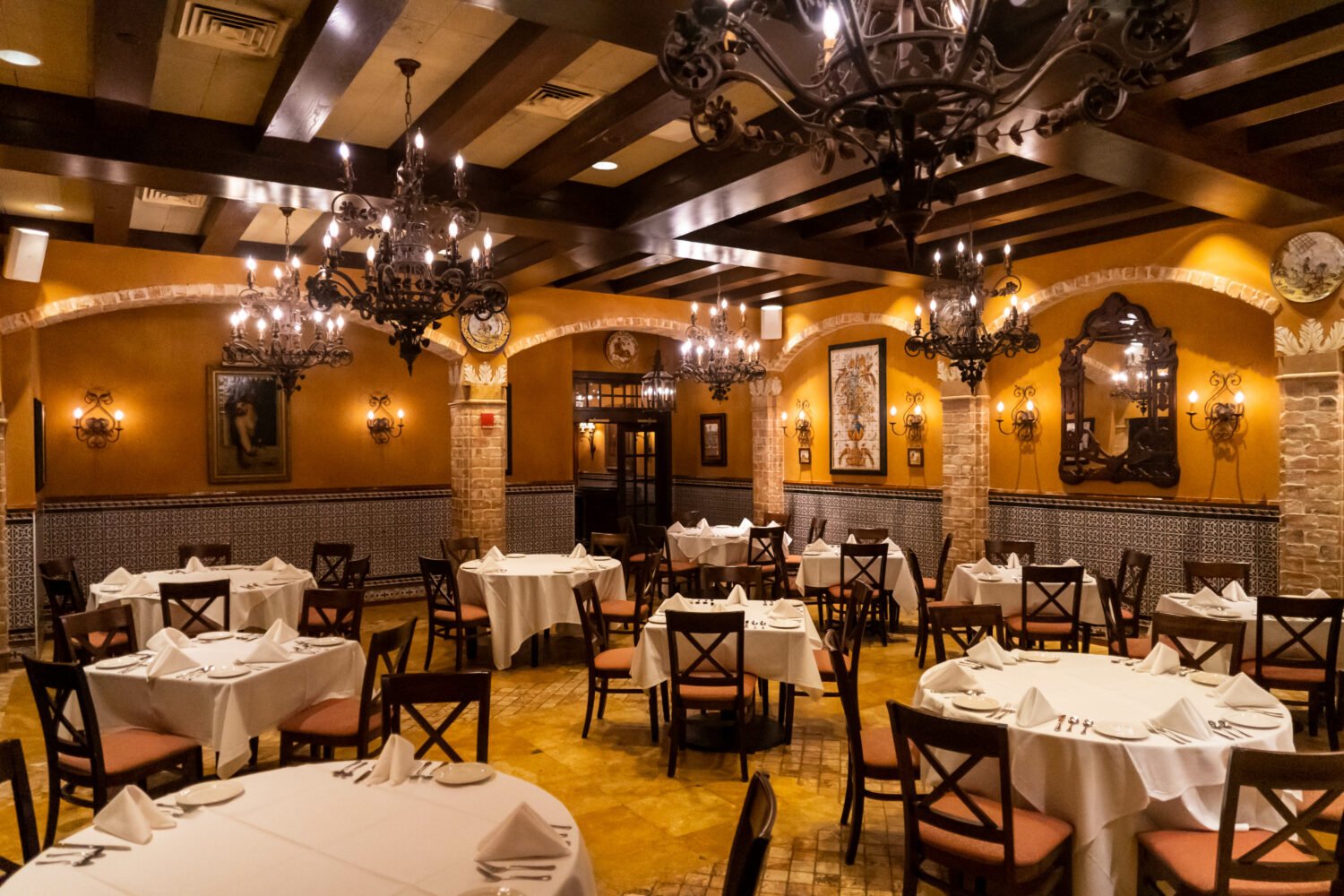 one of the elegent dining rooms of the restaurant