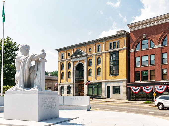 Barre's City Hall stands proud in golden brick and granite, a testament to the town's stone-cutting heritage.