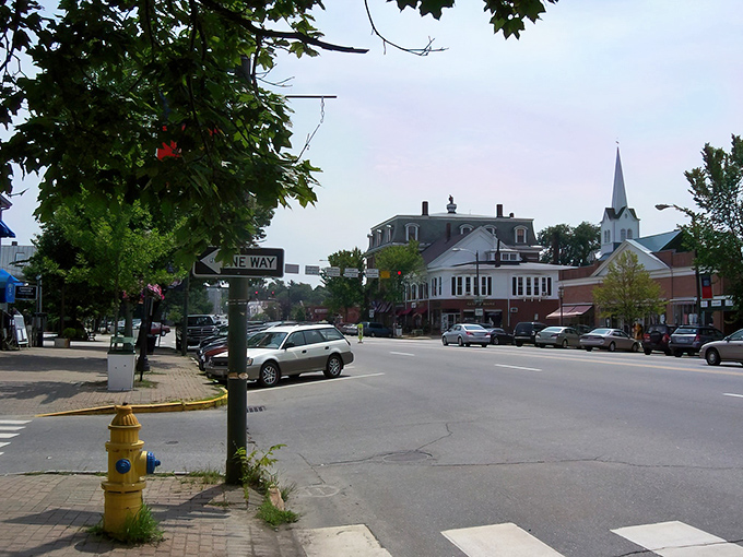 Brunswick's charming downtown invites visitors to stroll through history while yellow fire hydrants stand guard like cheerful sentinels of safety.