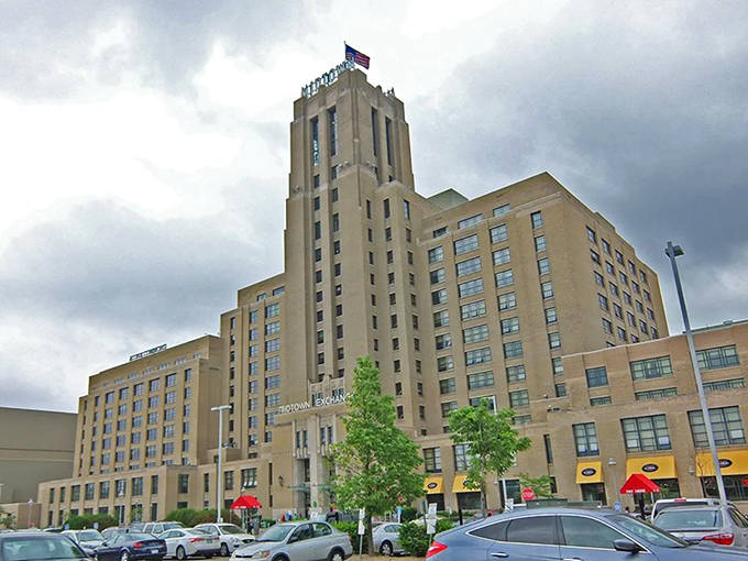 The historic Midtown building stands proudly against Minnesota skies, housing a world of flavors behind its Art Deco facade.