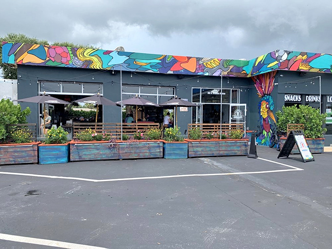 A psychedelic dream come true &ndash; this former gas station now fuels hungry beachgoers with its vibrant exterior and colorful charm.