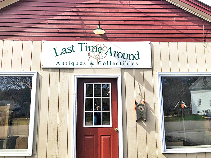 The charming facade of Last Time Around beckons with its red door and vintage vibe &ndash; like a storybook cottage filled with treasures instead of breadcrumbs.