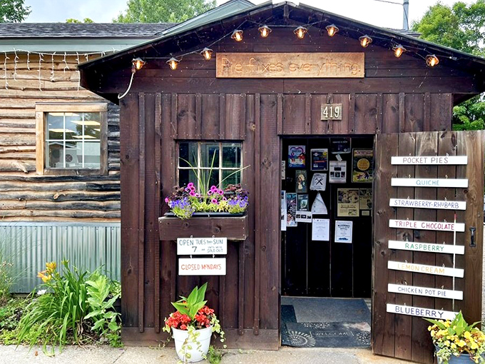 Rustic charm meets pie paradise at this wooden cabin where "Pie Fixes Everything" isn't just a motto&mdash;it's a delicious promise.
