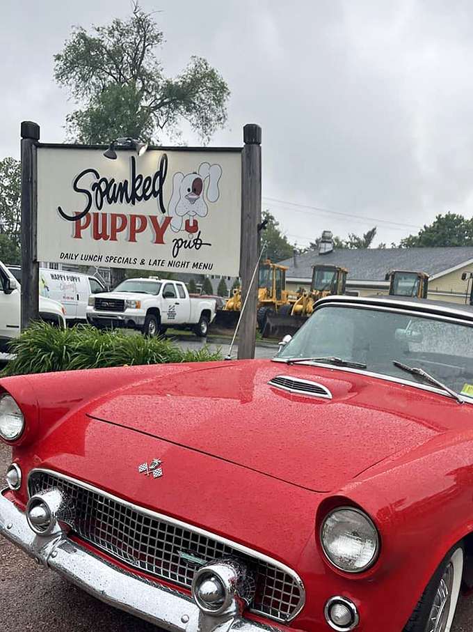 That adorable puppy logo and playful signage promise exactly what's inside: fun, food, and zero pretension.