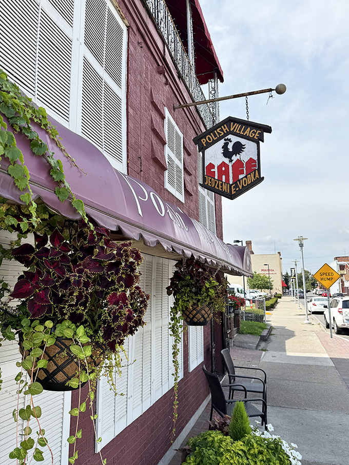 The iconic purple awning and vintage sign of Polish Village Cafe welcome hungry visitors to this Hamtramck treasure, where tradition hangs proudly on display.