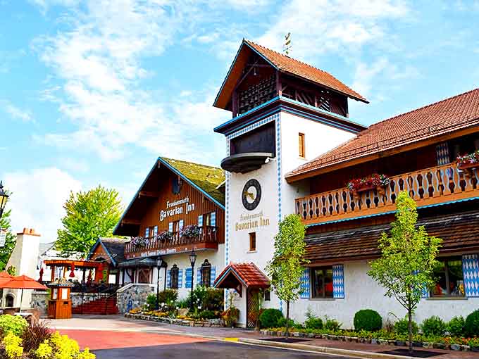 The Bavarian Inn's striking Alpine architecture transports visitors to Germany without leaving Michigan's borders - a cultural landmark in America's Little Bavaria.