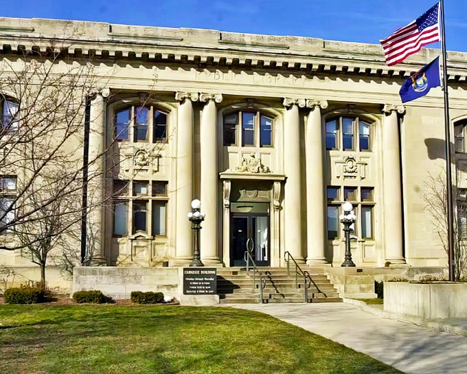 The majestic Carnegie building stands proudly in Jackson, its classical columns and symmetrical design beckoning bibliophiles and architecture enthusiasts alike.