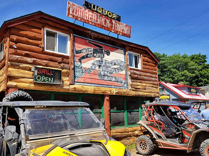 The Lumberjack Tavern welcomes adventurers with rustic charm and cold brews &ndash; where ATVs park outside and stories flow inside.