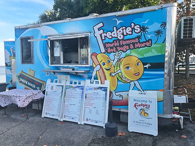 That cheerful blue exterior isn't just eye-catching, it's a beacon of deliciousness calling to hungry souls along Indian River Drive.