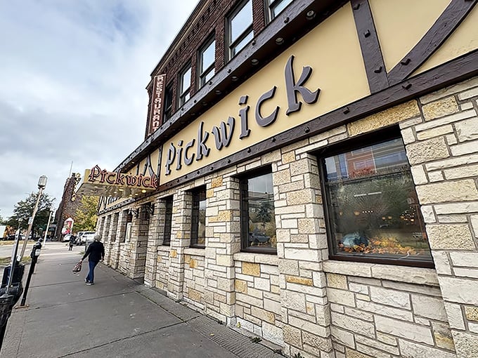 Pickwick's stone facade stands proudly against the Duluth skyline, a culinary lighthouse that's guided hungry travelers for generations.