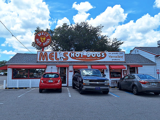 That classic sign and red-trimmed exterior have been welcoming hungry Tampa residents for decades, a beacon of hot dog excellence.