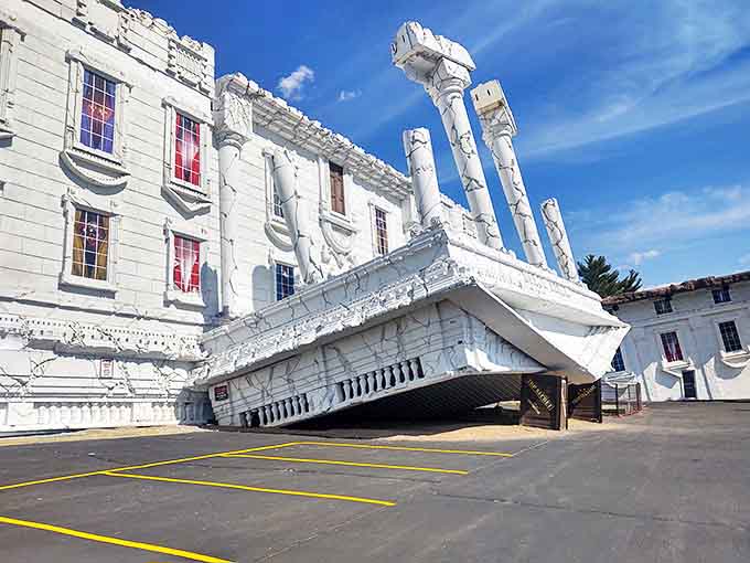 The iconic upside-down White House facade defies gravity and common sense, inviting visitors into Wisconsin Dells' most mind-bending attraction.